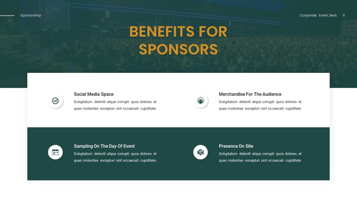 Sponsor benefits slide for google slides sponsorship presentation ...