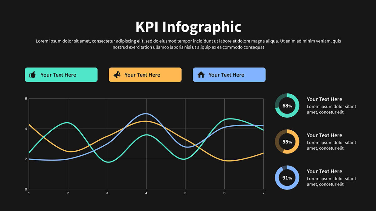 Dark Theme Kpi Infographic Template Slidekit 