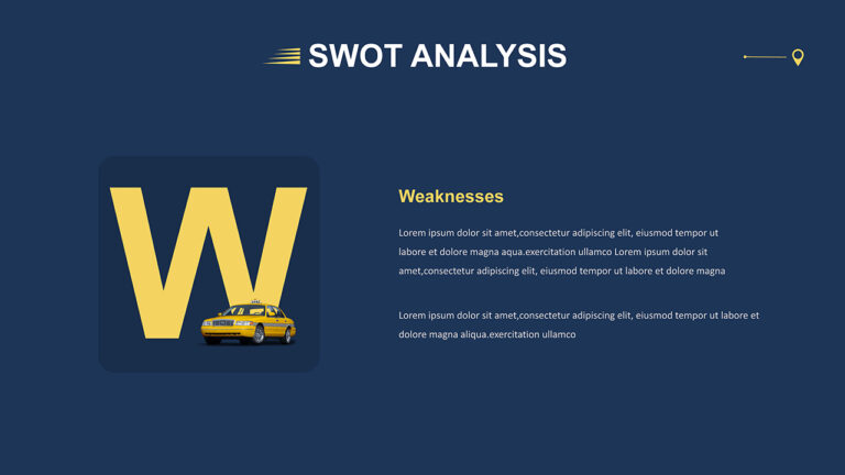 SWOT analysis slide in free cab and taxi templates - SlideKit SWOT analysis slide in free cab and taxi templates - SlideKit