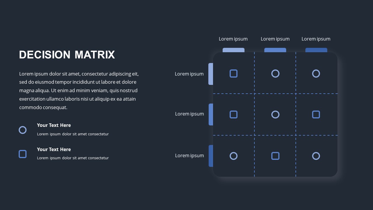 3x3 Decision Matrix Template for Google Slides - SlideKit