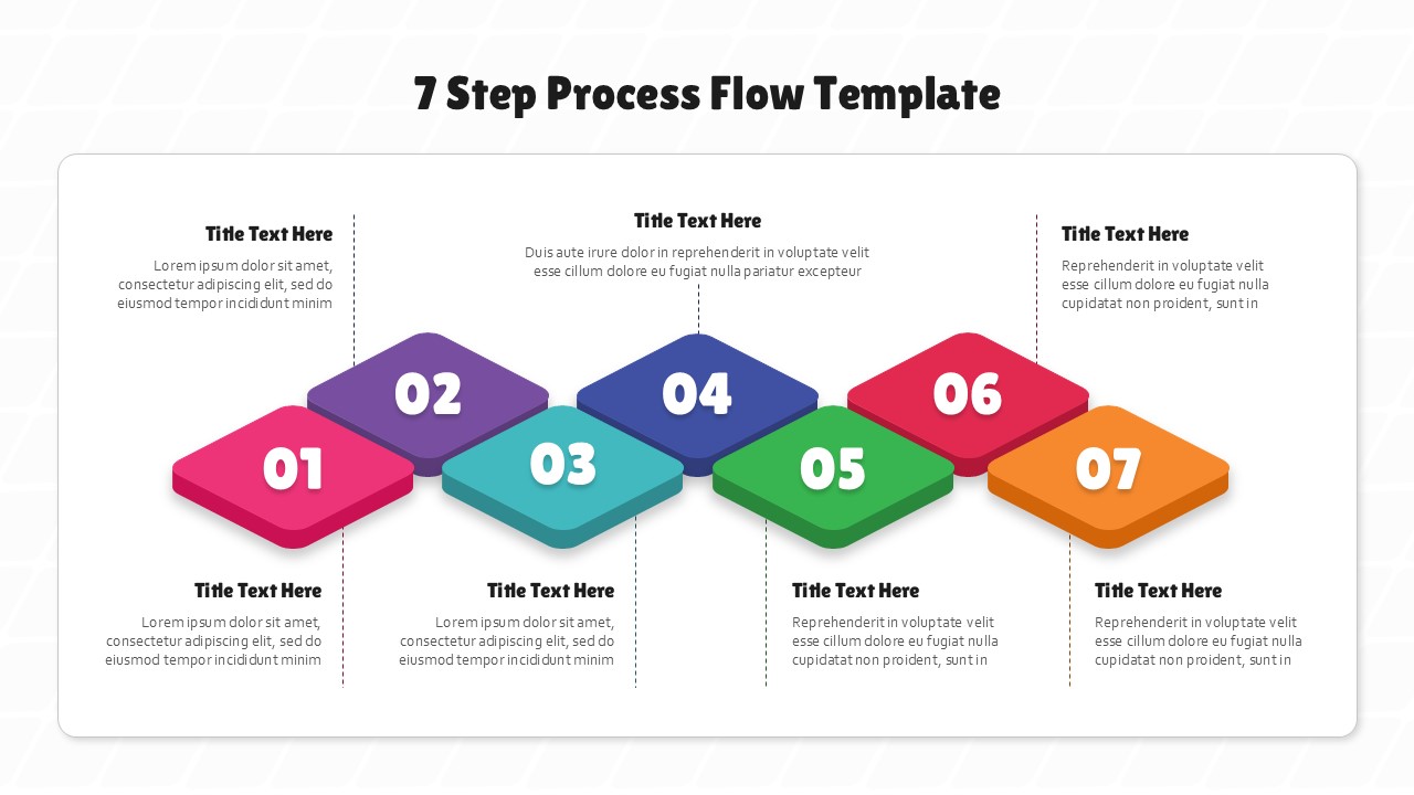 Brick Style 1 to 7 Step Process Flow PowerPoint Template - SlideKit