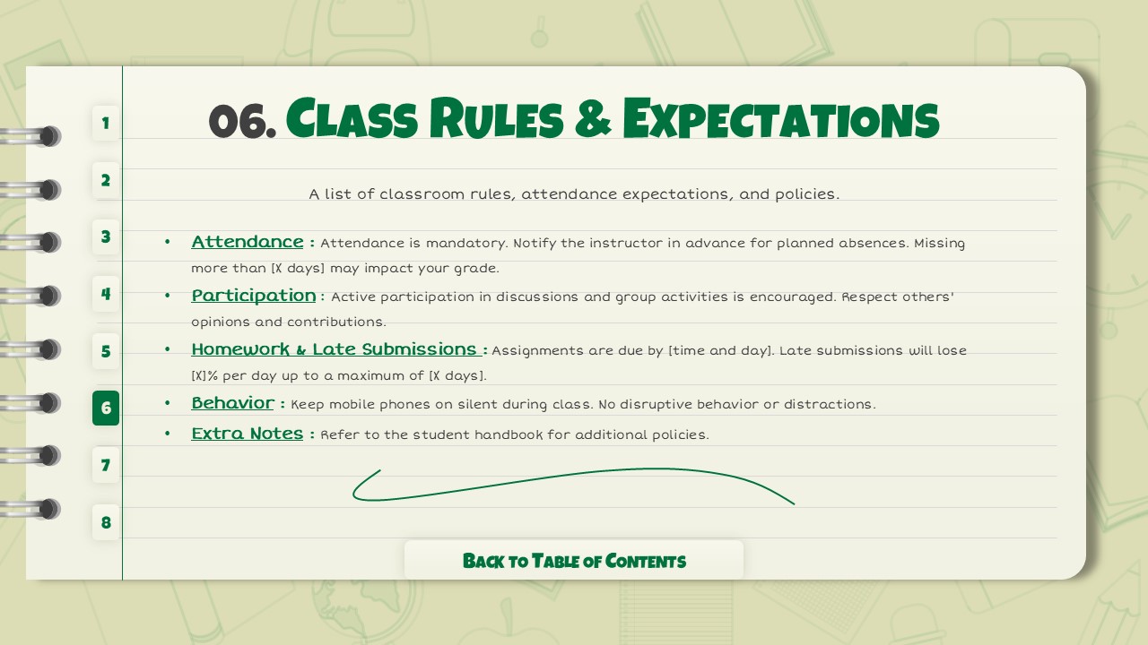 Interactive Notebook Style Syllabus Presentation Template - SlideKit