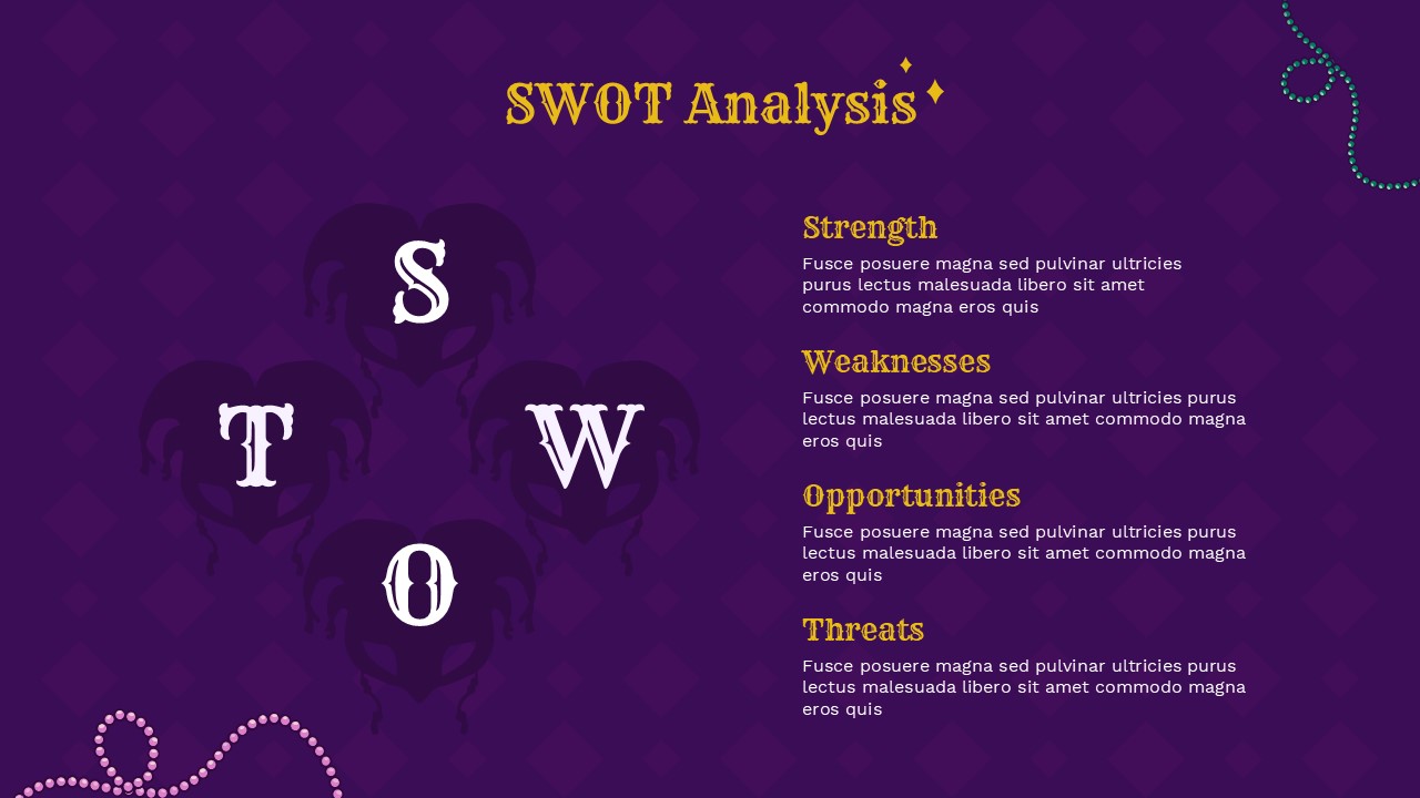 Free Festive Business Carnival SWOT PowerPoint and Google Slides ...