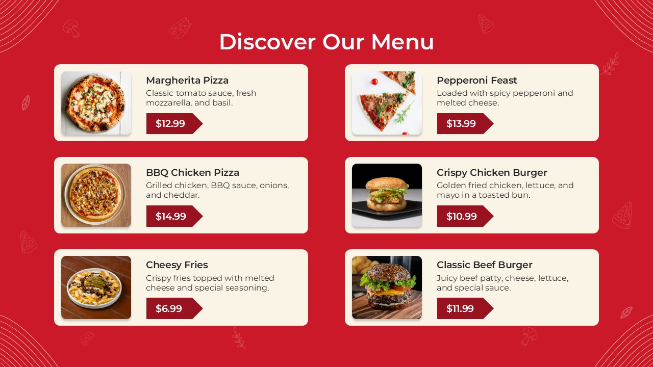 Free Pizza and Fast Food Menu Presentation Template for PowerPoint and ...