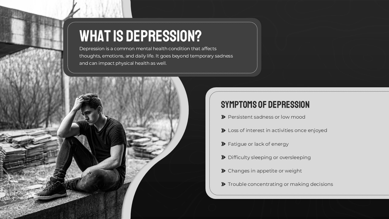 What is Depression and Depression Symptoms Presentation Template - SlideKit