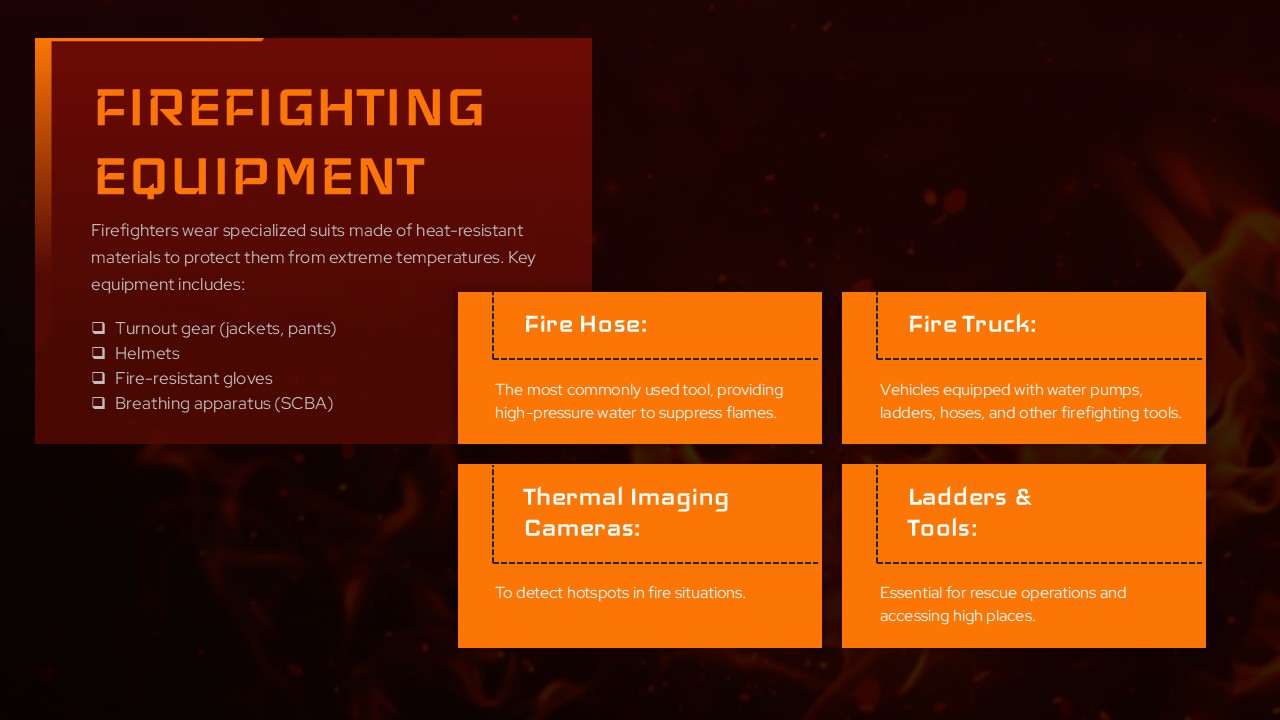 Fire Fighting Equipment PowerPoint Template - SlideKit