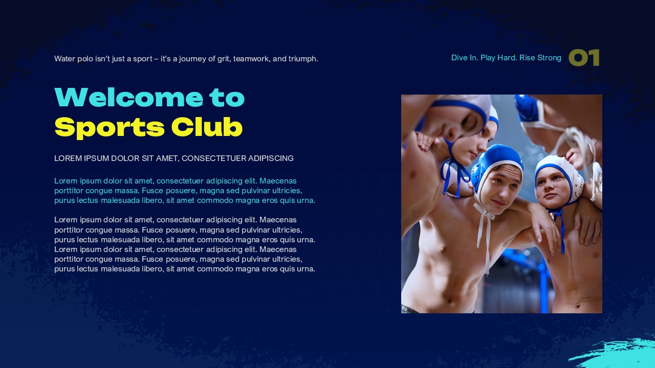 Free Water Polo Sports Club Template for PPT & Google Slides